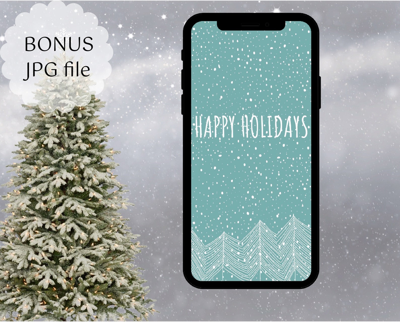 Animated Christmas Card-digital E-card With Falling Snow Winter Forest ...
