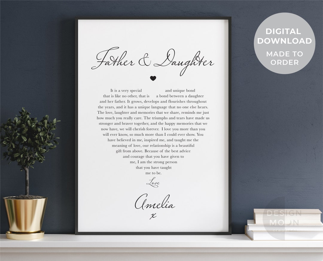 Personalised Father Daughter Poem Print: Heartwarming Dad Gift (digital ...