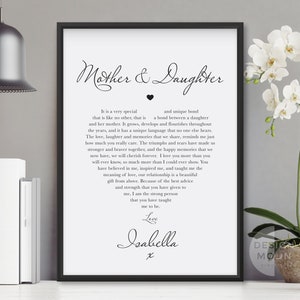 Mother and Daughter Poem Unframed Print | Mum Daughter | Mothers Day ...