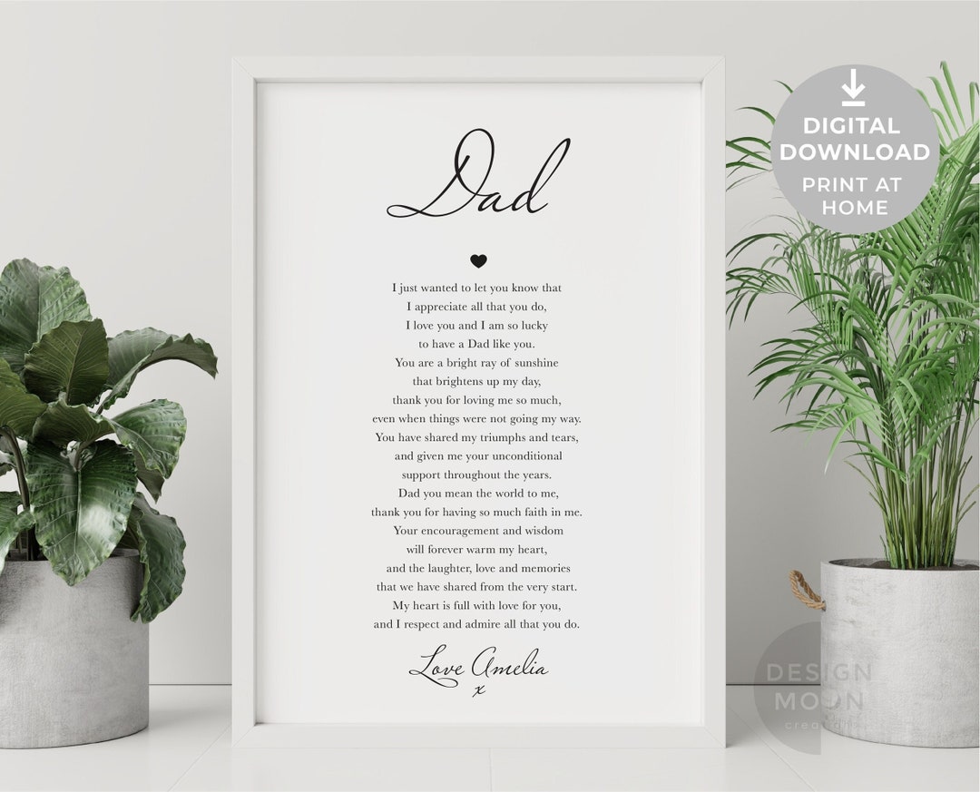 Dad Poem | Fathers Day Gift | Gift for Dad From Daughter | Personalised ...