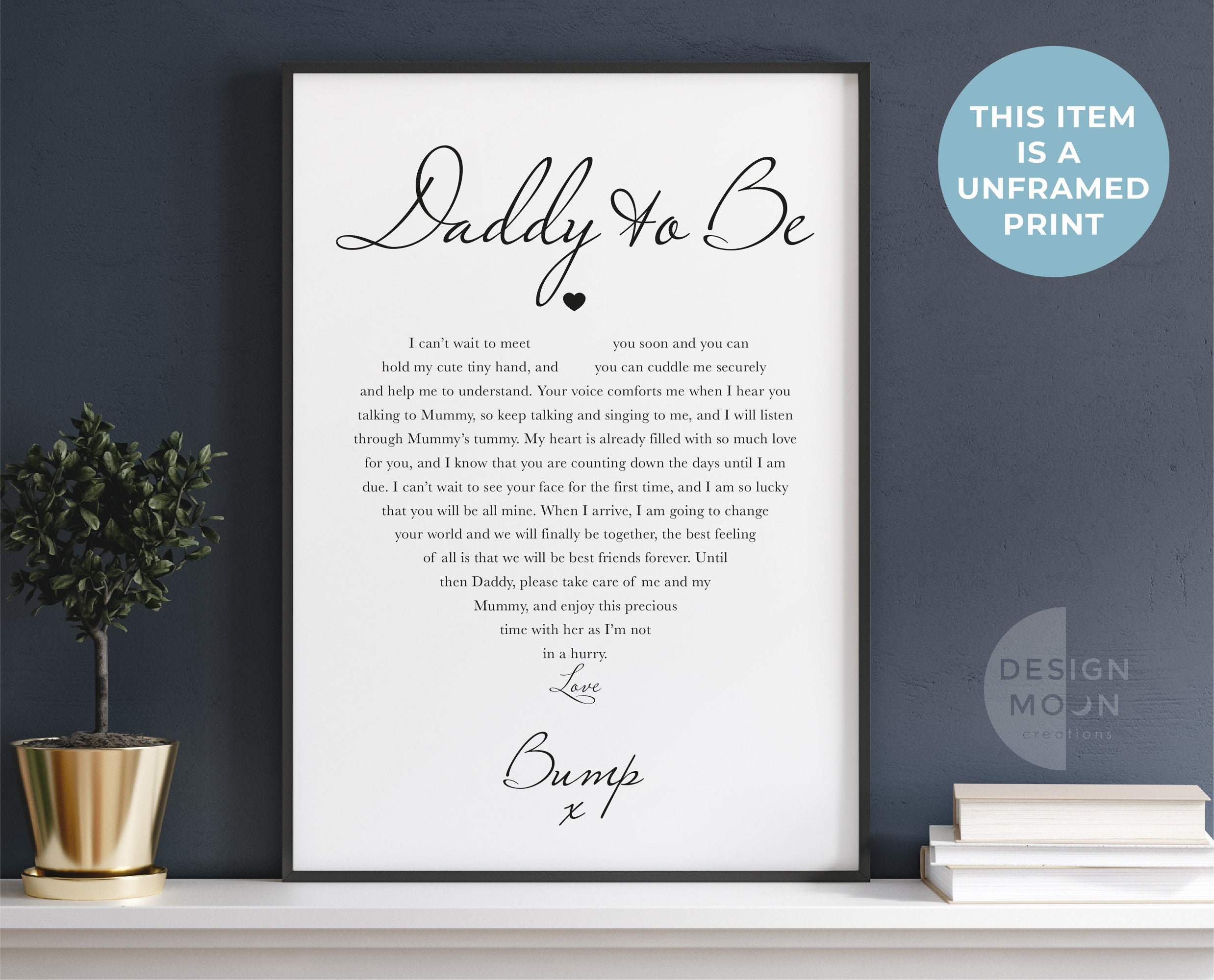 Daddy to Be Gift to My Daddy Gift From Bump Poem Print First Time Dad Christmas Gift Pregnancy ...
