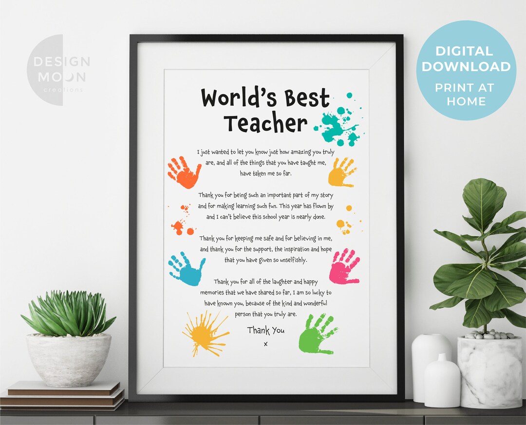 Teacher Gift Teacher Poem Printable Instant Download Teacher Gift Ideas ...
