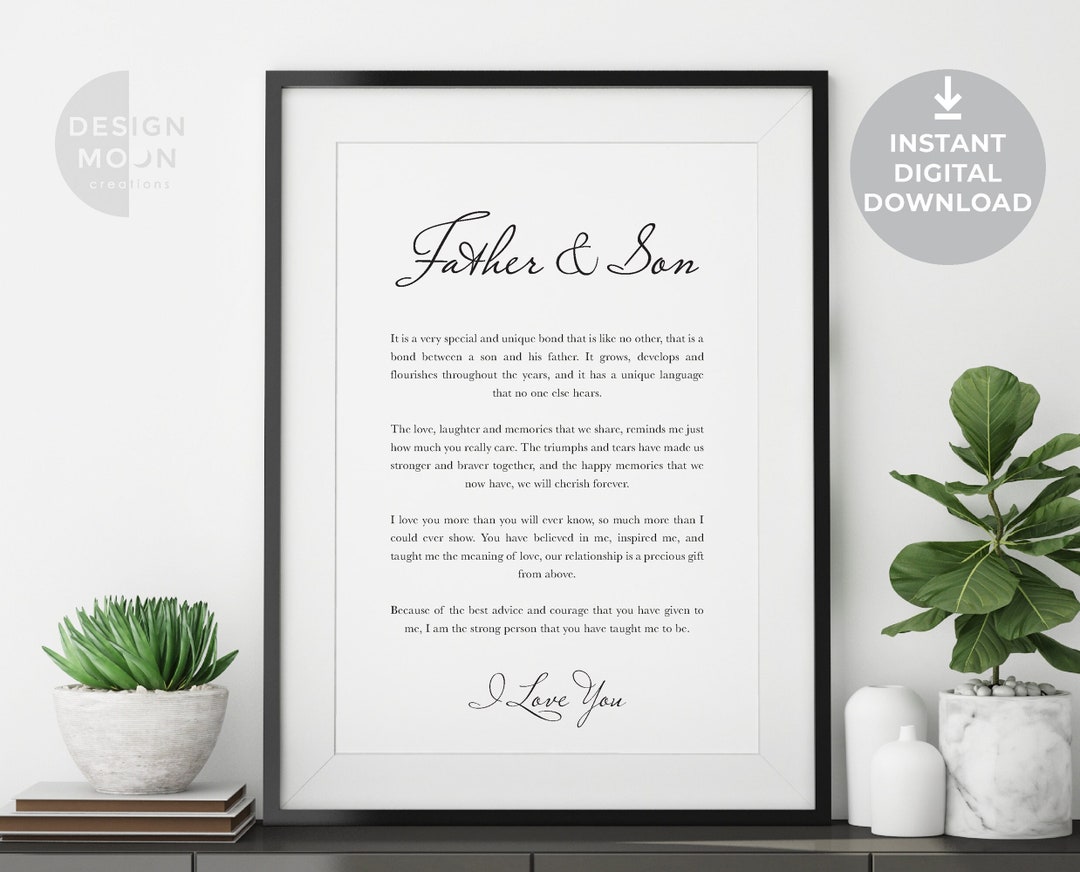 Father and Son Poem Print: Heartwarming Dad Gift (digital Download ...