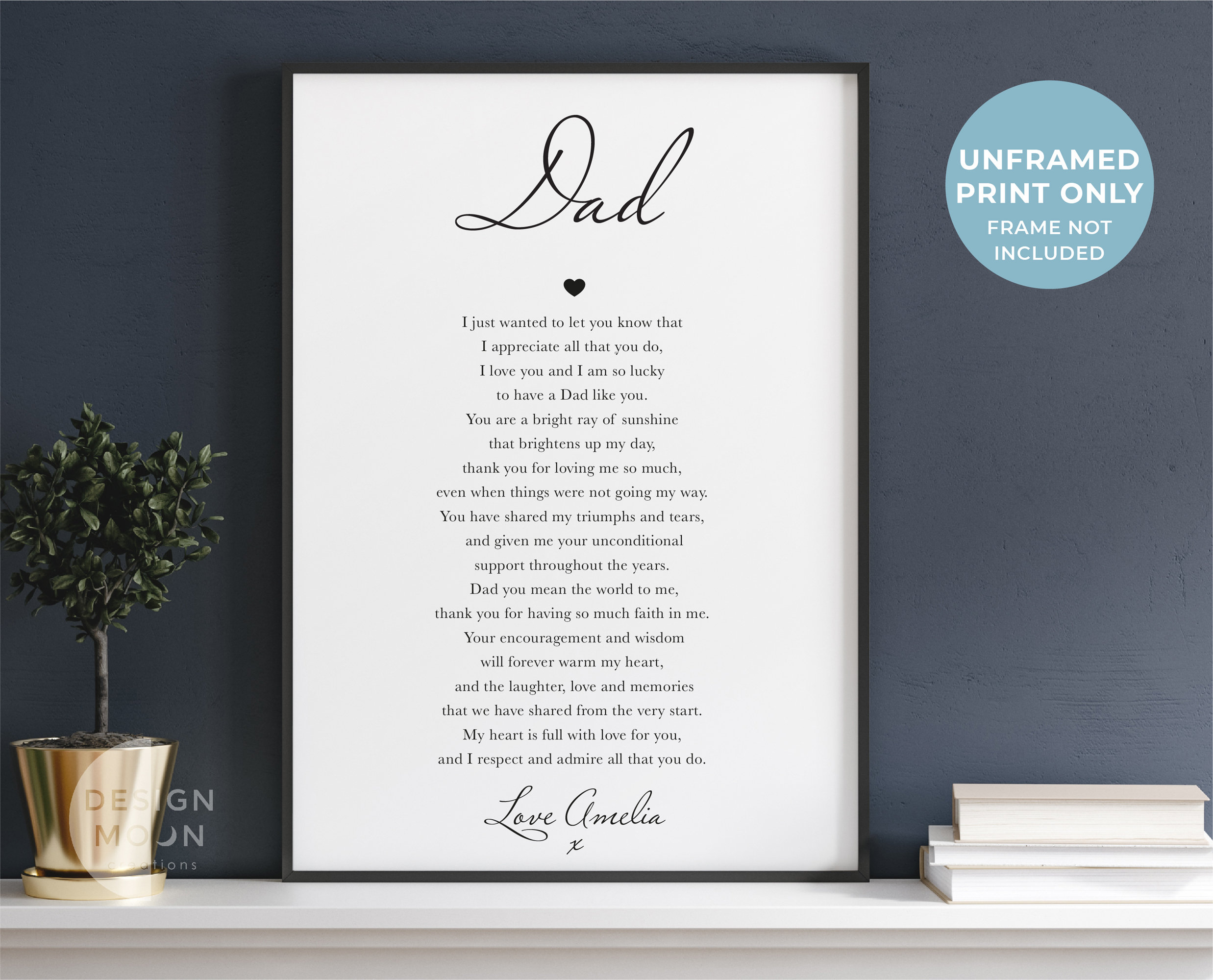 Dad Poem Print Fathers Day Gift From Daughter Gift From Son Dad Gift ...