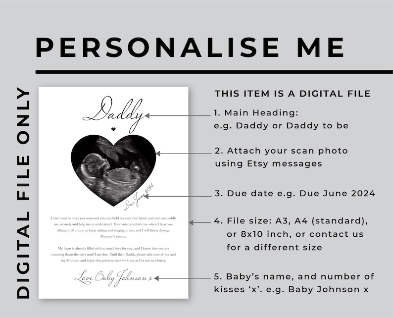 Daddy to Be Poem With Ultrasound Photo Print (digital Download)| Gift ...