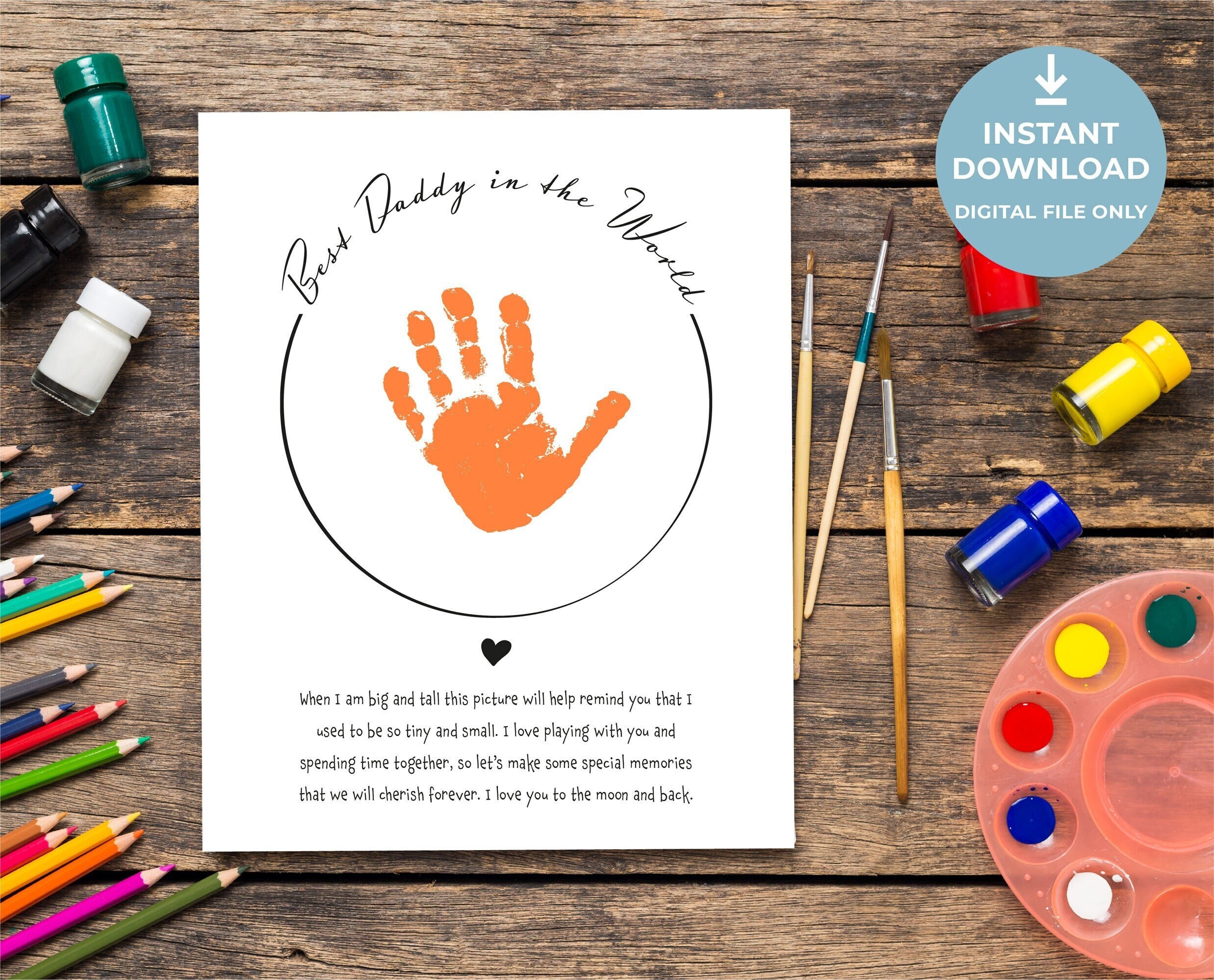 Handprint Keepsake Printable Gift for Daddy From Kids Daddy Gift ...