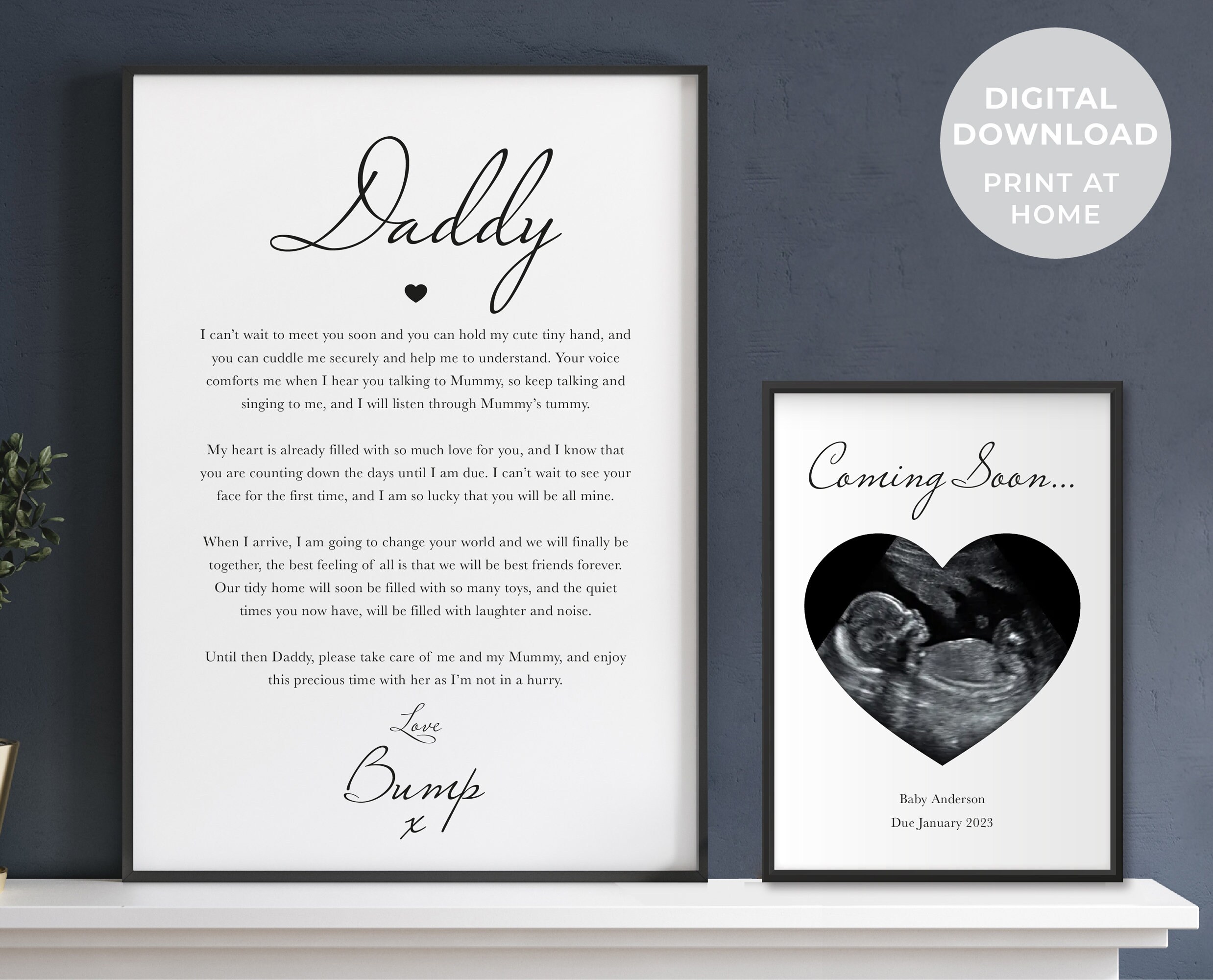 Daddy to Be Poem and Scan Photo Gift | Printable Set of 2 | Present ...