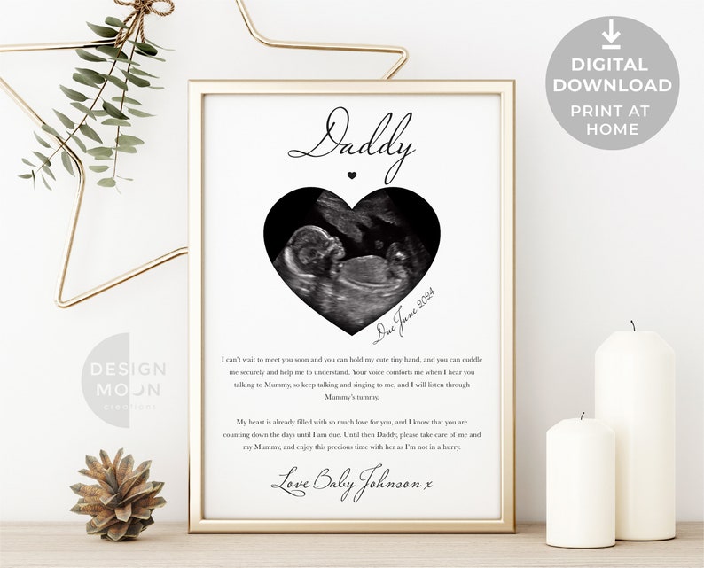 Daddy to Be Poem With Ultrasound Photo Print (digital Download)| Gift ...