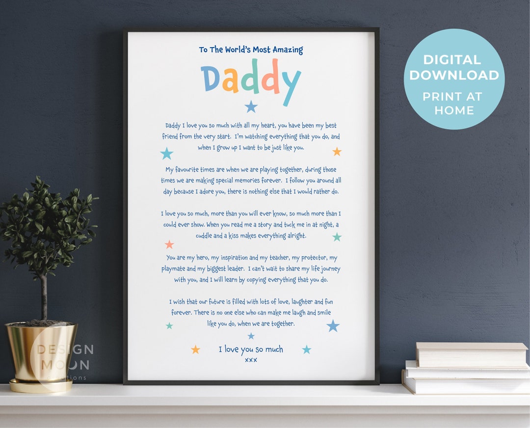 Daddy Poem Printable Gift | Fathers Day Gift | Gift for Daddy | Gift ...