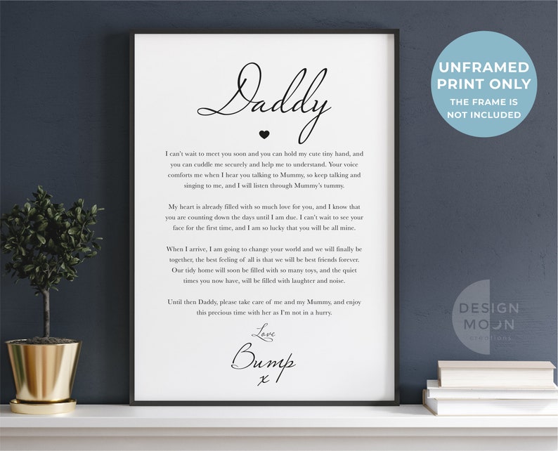 Daddy to Be Poem From Bump | New Daddy Birthday or Christmas Gift ...