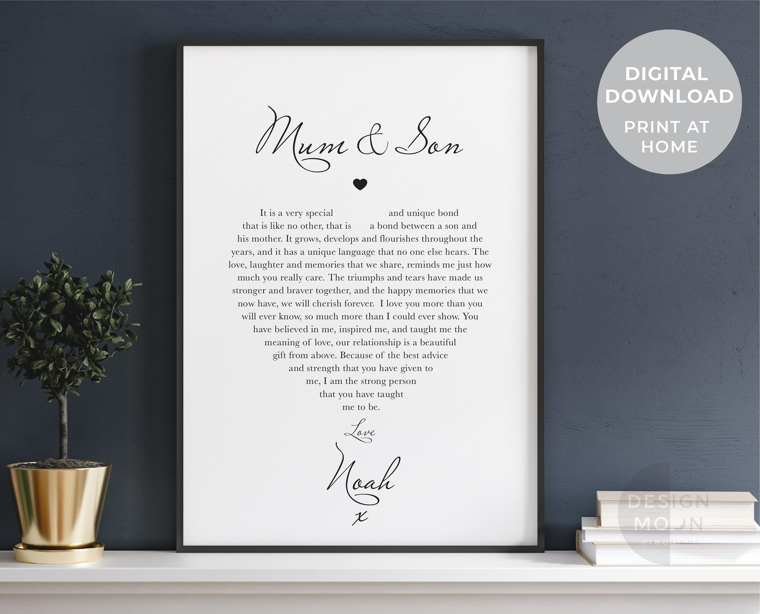 Personalised Mother and Son Poem Print: Heartwarming Mum Gift (digital ...