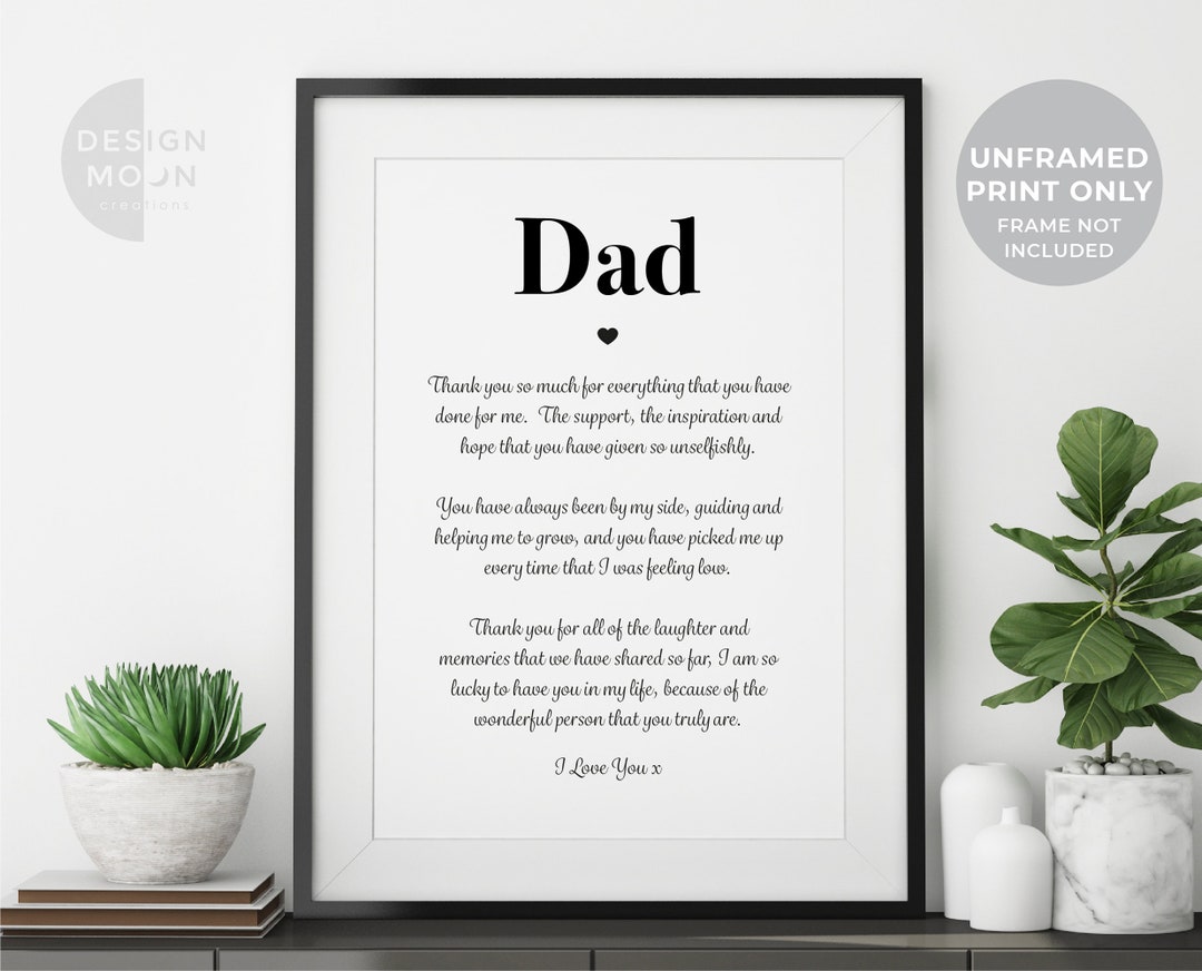 Dad Poem Print Unframed Gift for Dad | Fathers Day Gift | Dad Gifts ...