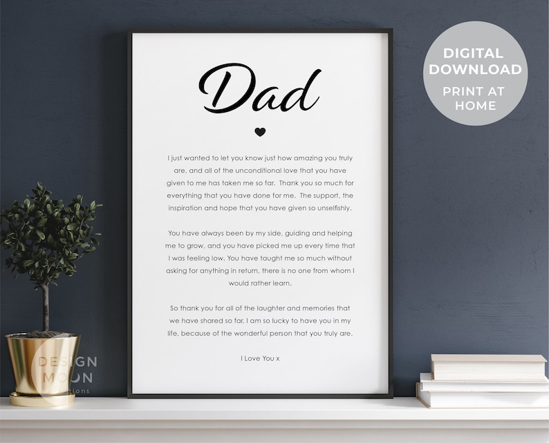 Gift for Dad| Dad Poem Printable | Sentimental Dad Gifts | Dad Birthday ...