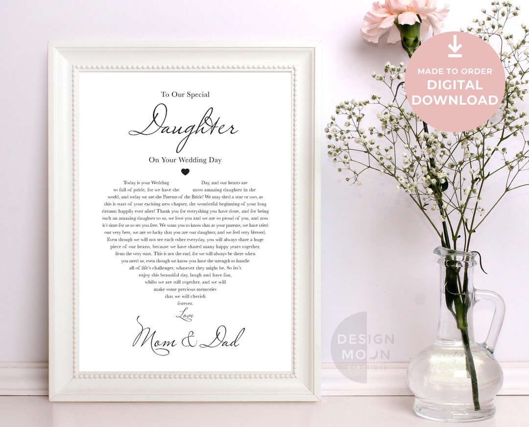 Personalised Wedding Day Poem Gift for Daughter (digital Download ...