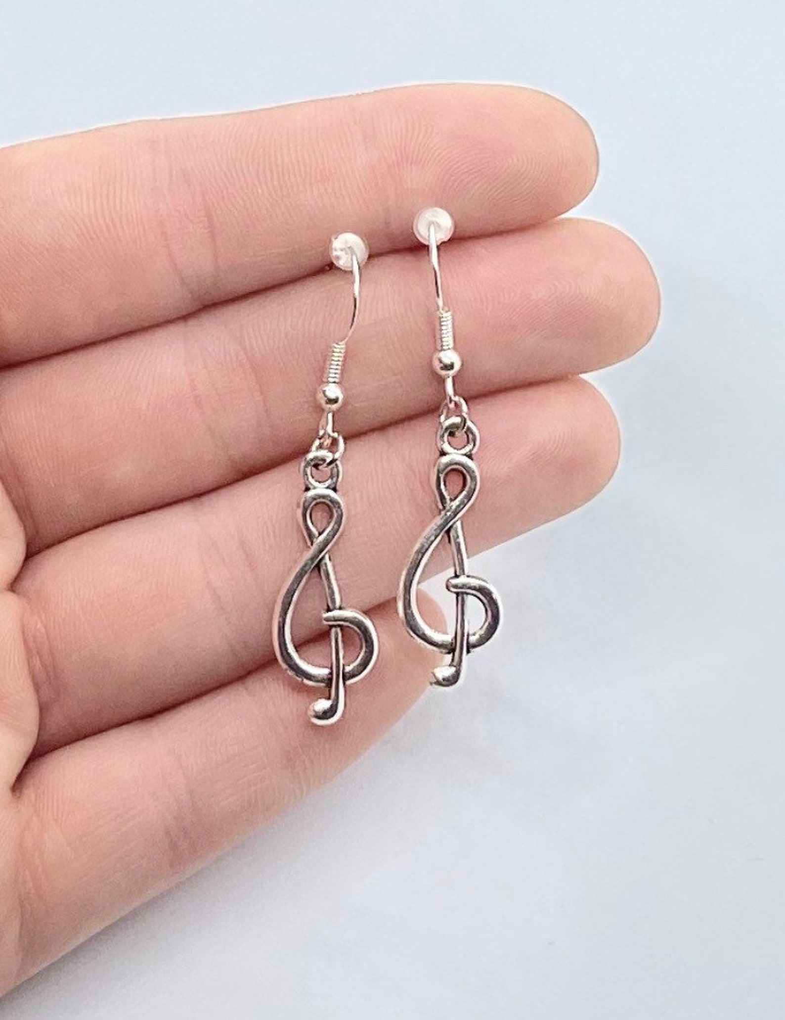 Musical Note Earrings Silver Dangling Music Tone - Etsy Italia