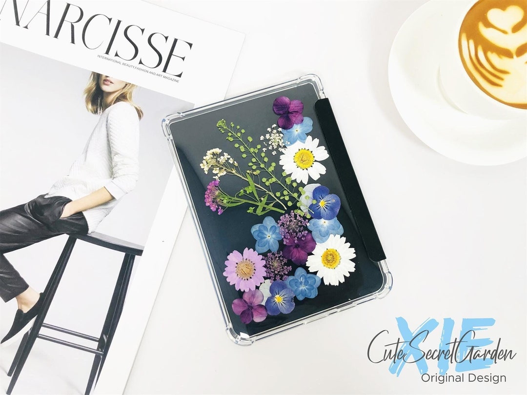 Real White Blue Purple Flower E-reader Case for Kobo Clara Color 2024 6 ...