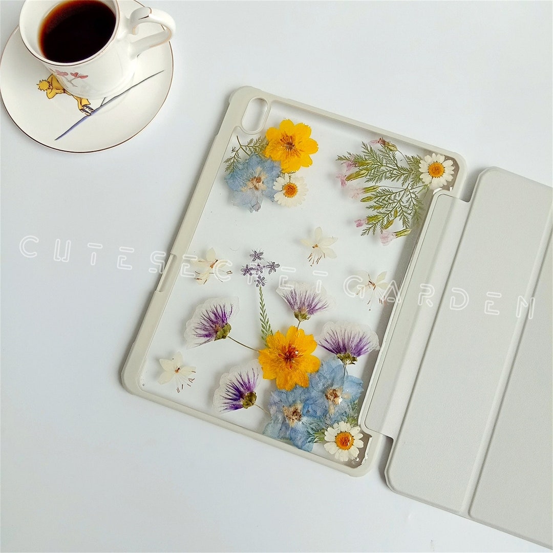 Daisy Pressed Flower Tablet Case With Apple Pencil Slot, iPad Air Pro ...