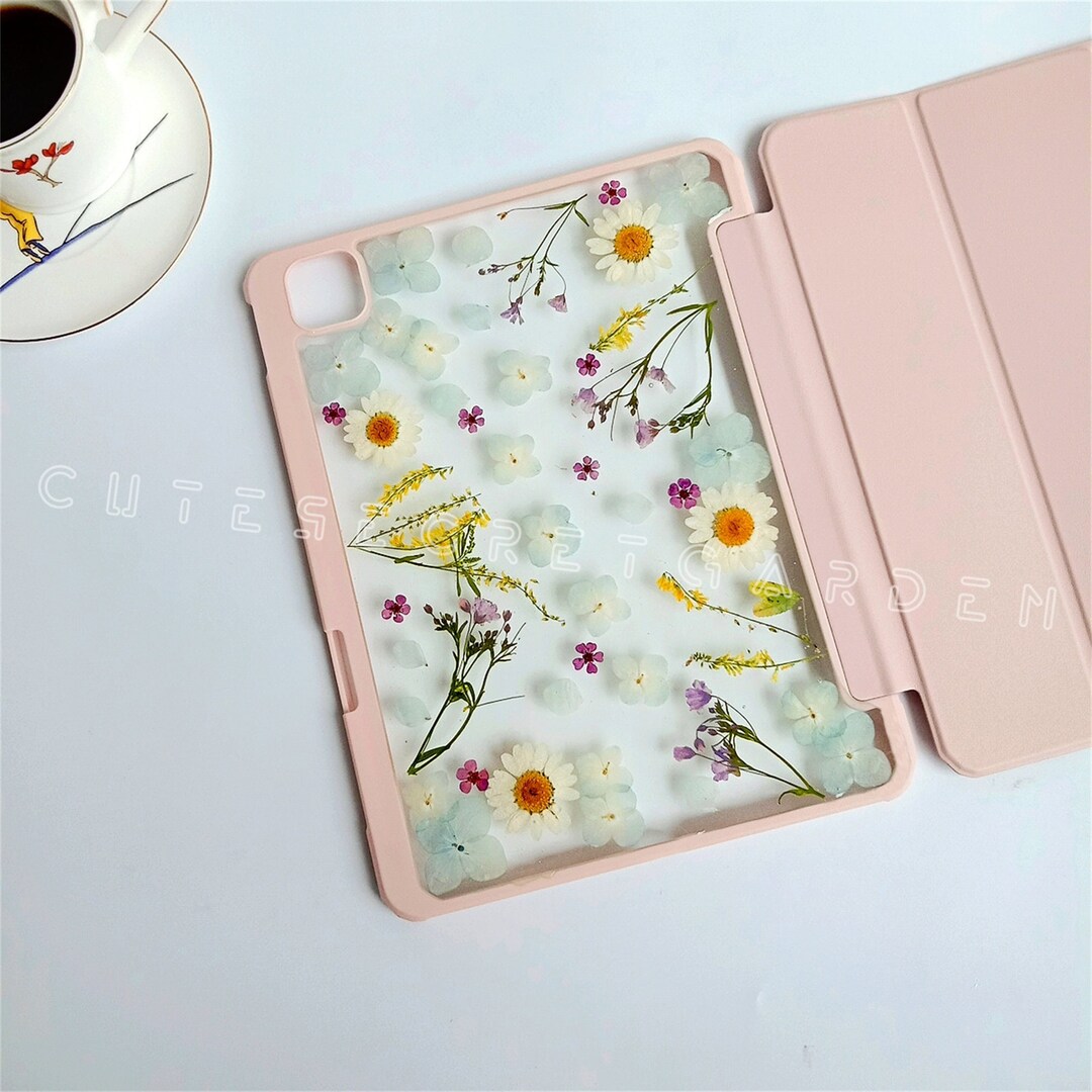 Wraparound White Flowers Tablet Case With Apple Pencil Slot, Air 4 5 10 ...