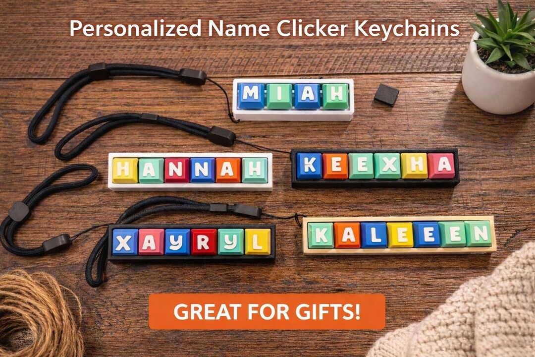 Personalized Keyboard Keychain: Custom Name Clicker, Colorful Key ...