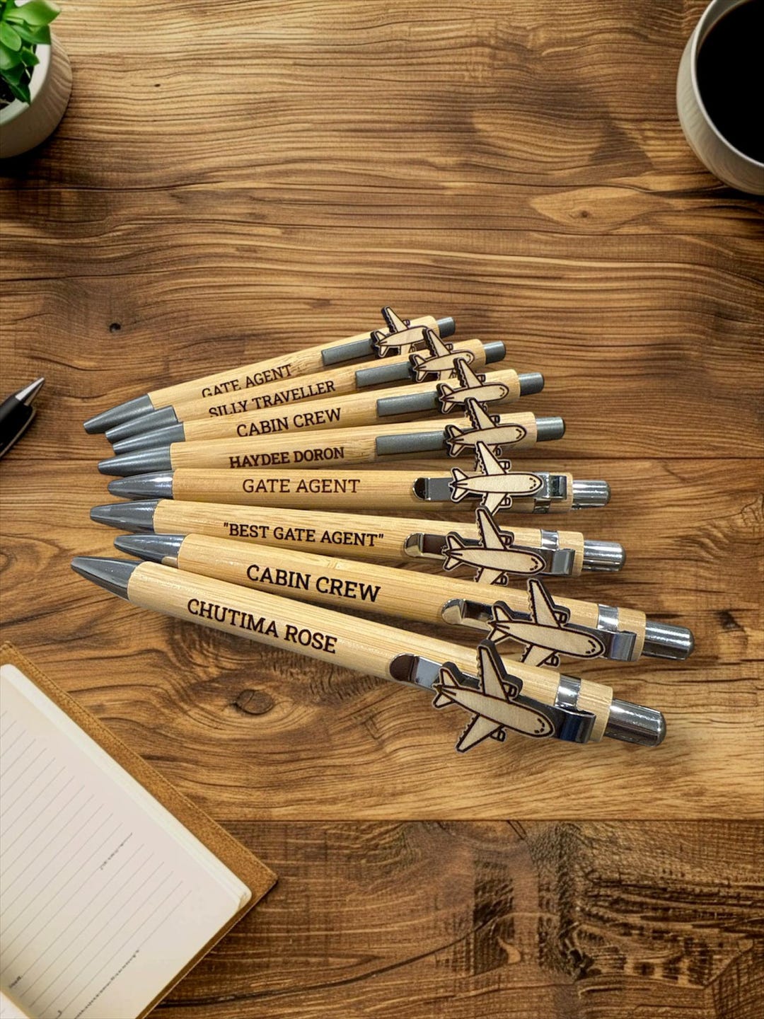 Laser Engraved Airplane Bamboo Pen: Custom Aviation Travel Gift - Etsy