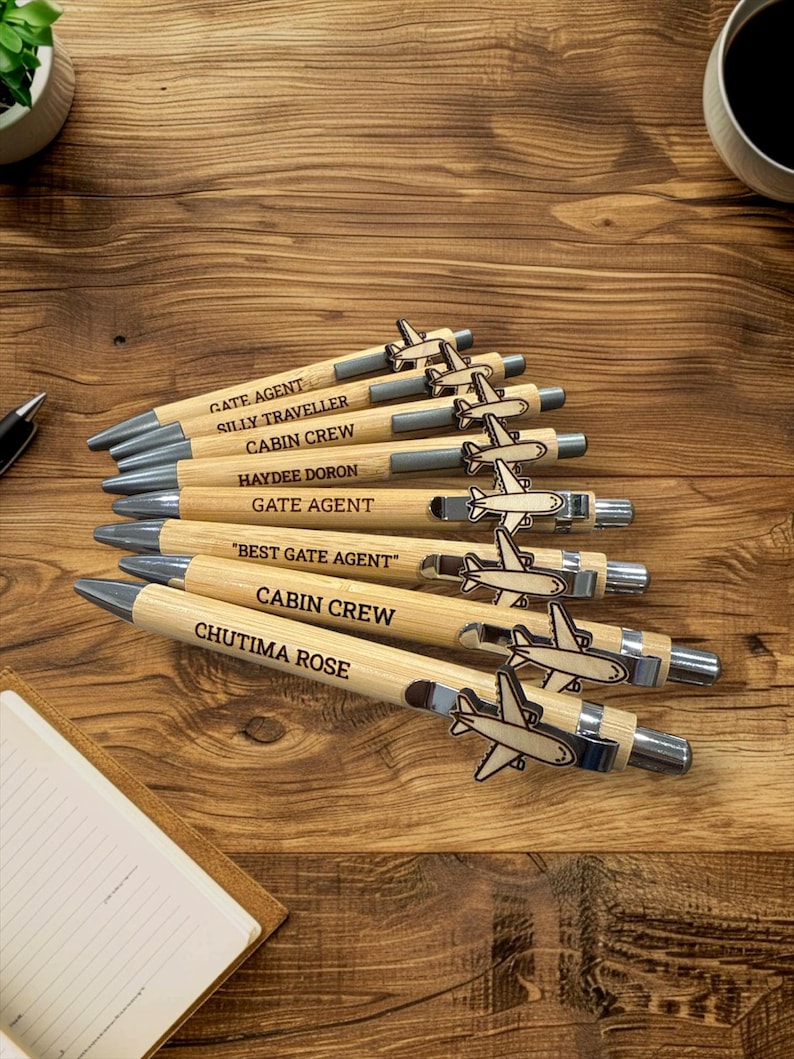 Laser Engraved Airplane Bamboo Pen: Custom Aviation Travel Gift II ...