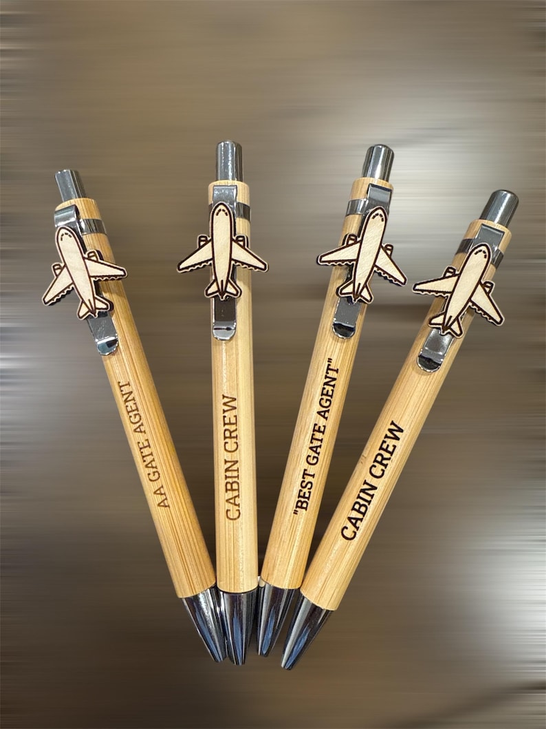 Laser Engraved Airplane Bamboo Pen: Custom Aviation Travel Gift II ...