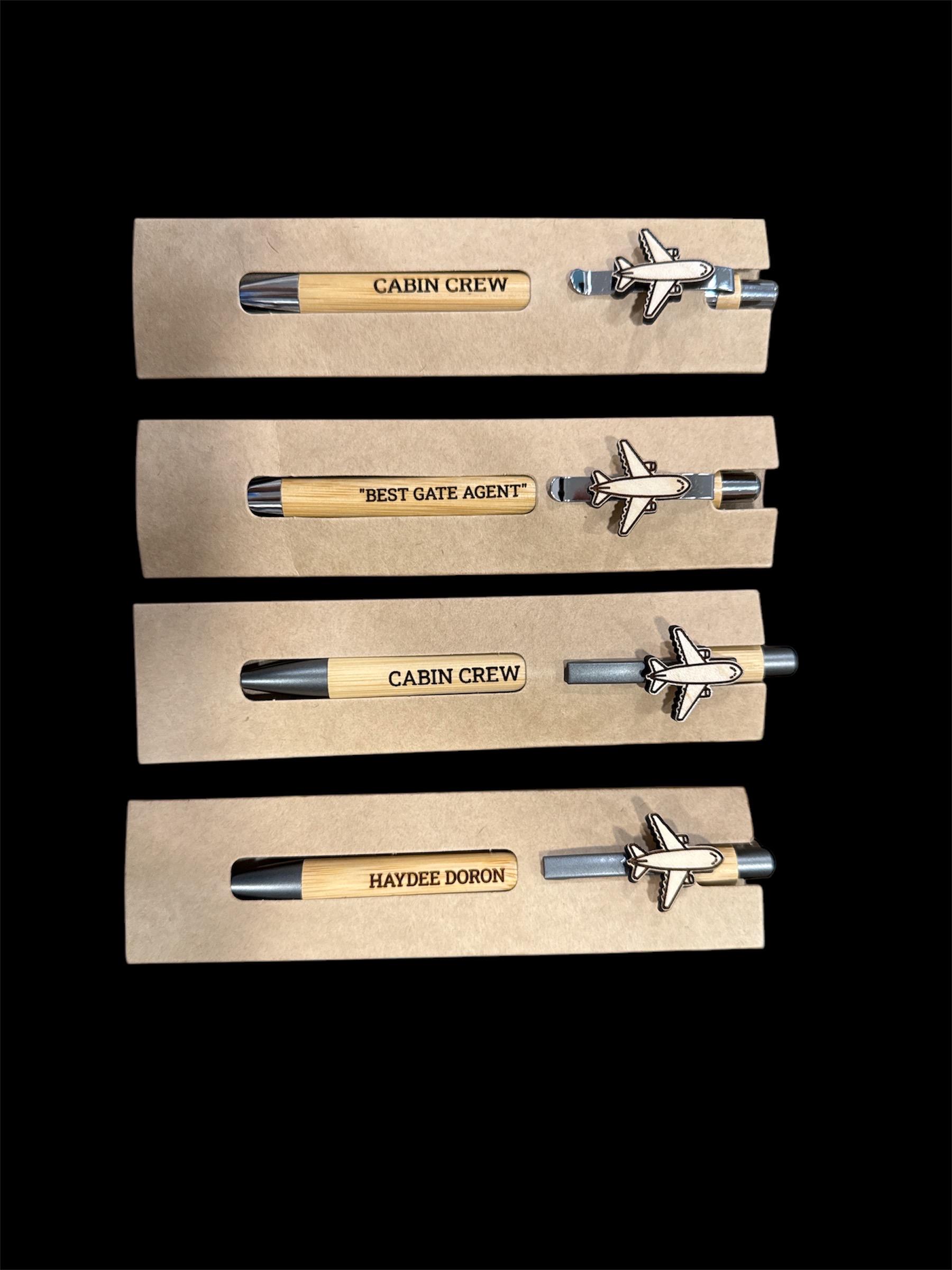 Laser Engraved Airplane Bamboo Pen: Custom Aviation Travel Gift II ...