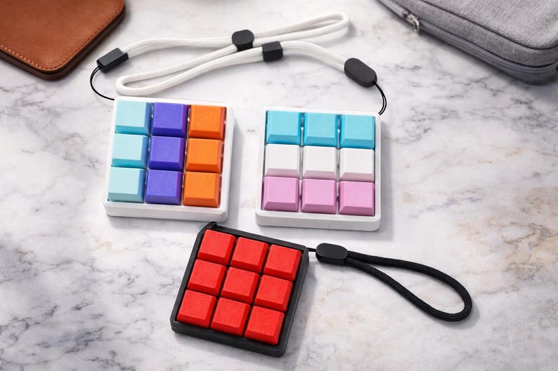 9-key Mechanical Switch Fidget Pad With Wrist Strap – Sensory Clicker ...