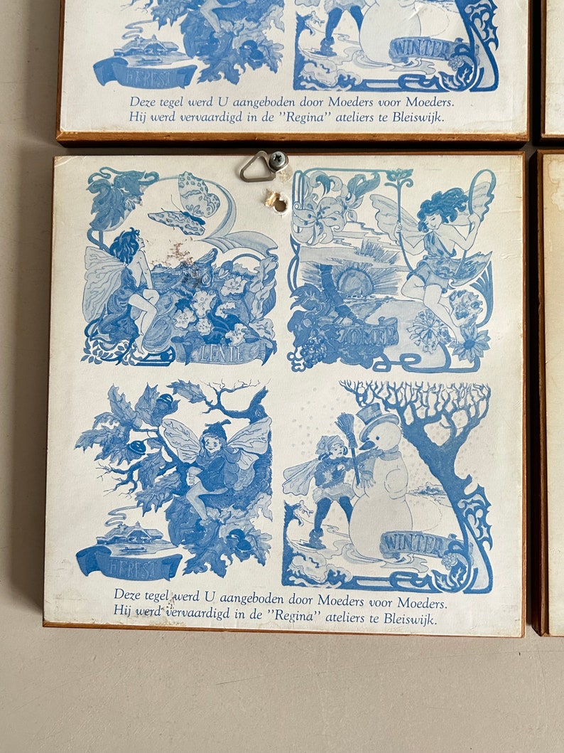 Regina - 4 Seasons Wall Tiles - in Wooden Frames - Complete - Etsy