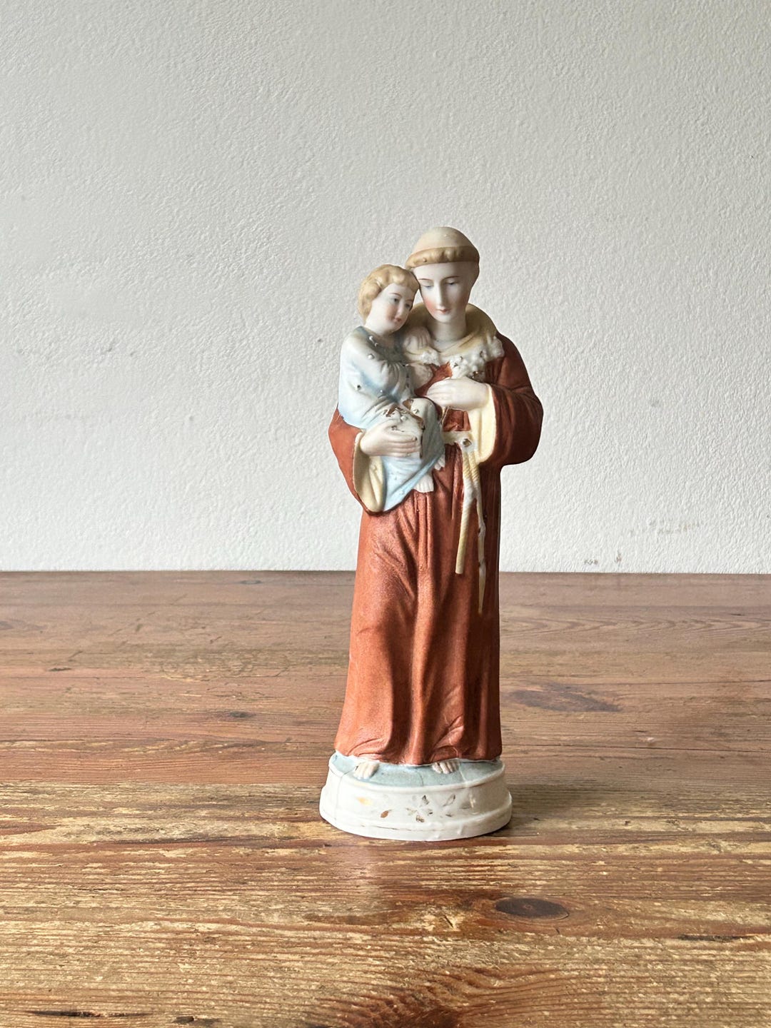 Statue / Sculpture - Saint Anthony With Baby Jesus - Biscuit Porcelain ...