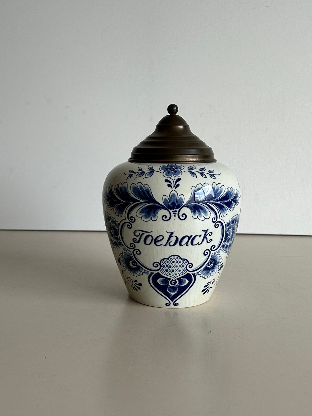 Tobacco Jar Toeback Delft Blue Pottery Flora Ceramics Hand-painted With ...