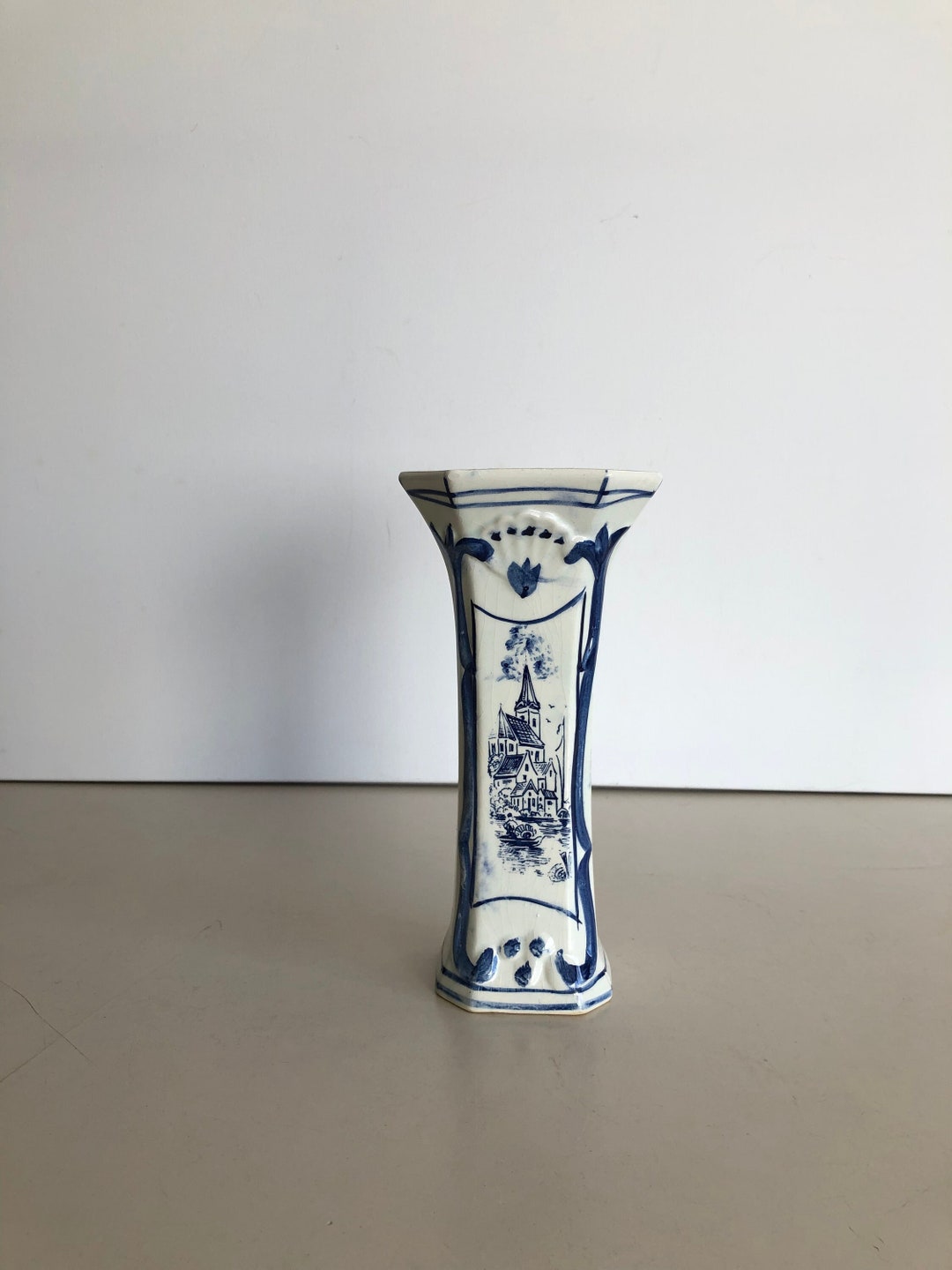 Vase / Trumpet Vase Delft Blue Pottery Hand Painted - Etsy