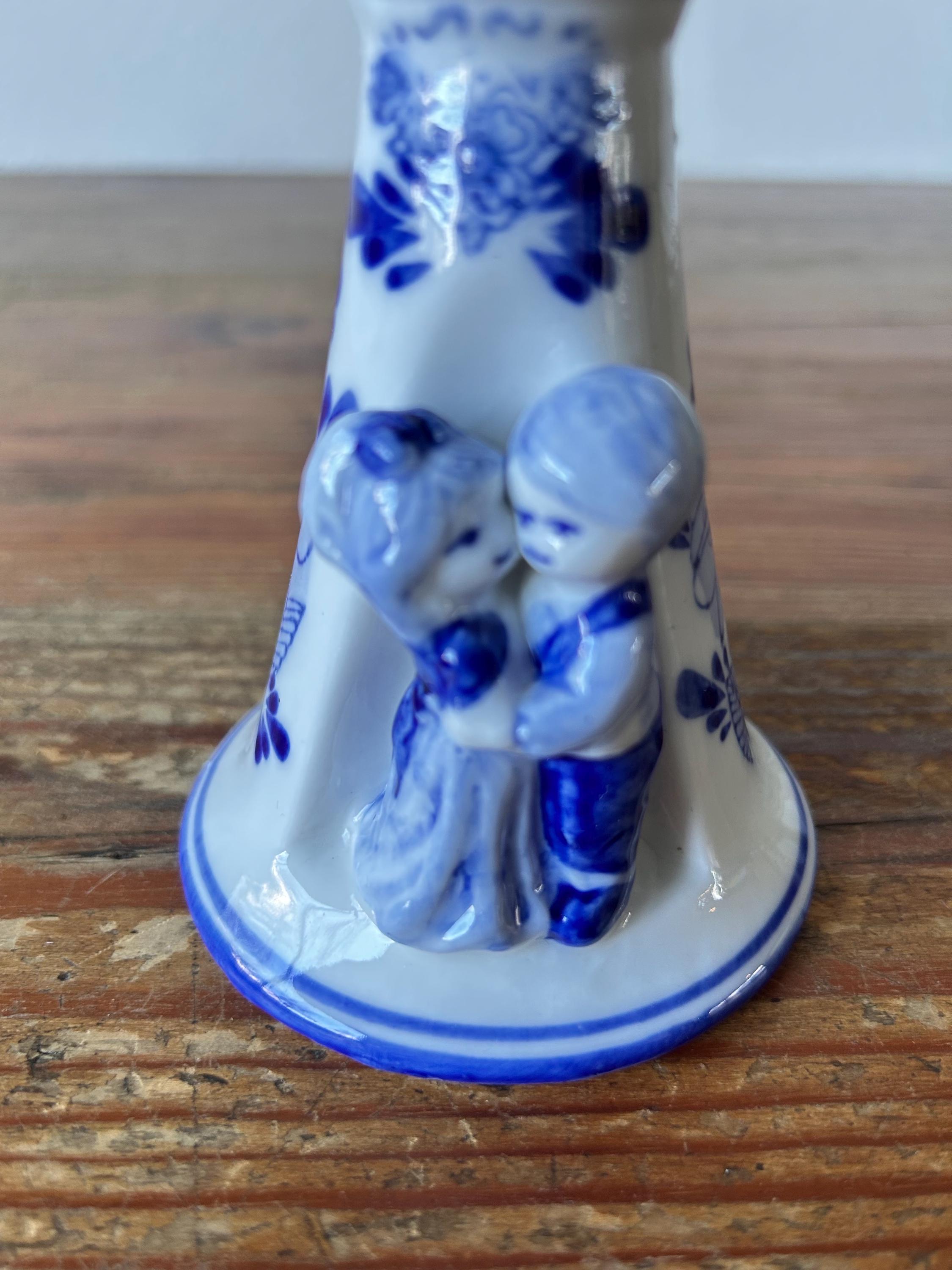 Candlestick - Porcelain - Boy and Girl in Love - Delft Blue - Hand ...