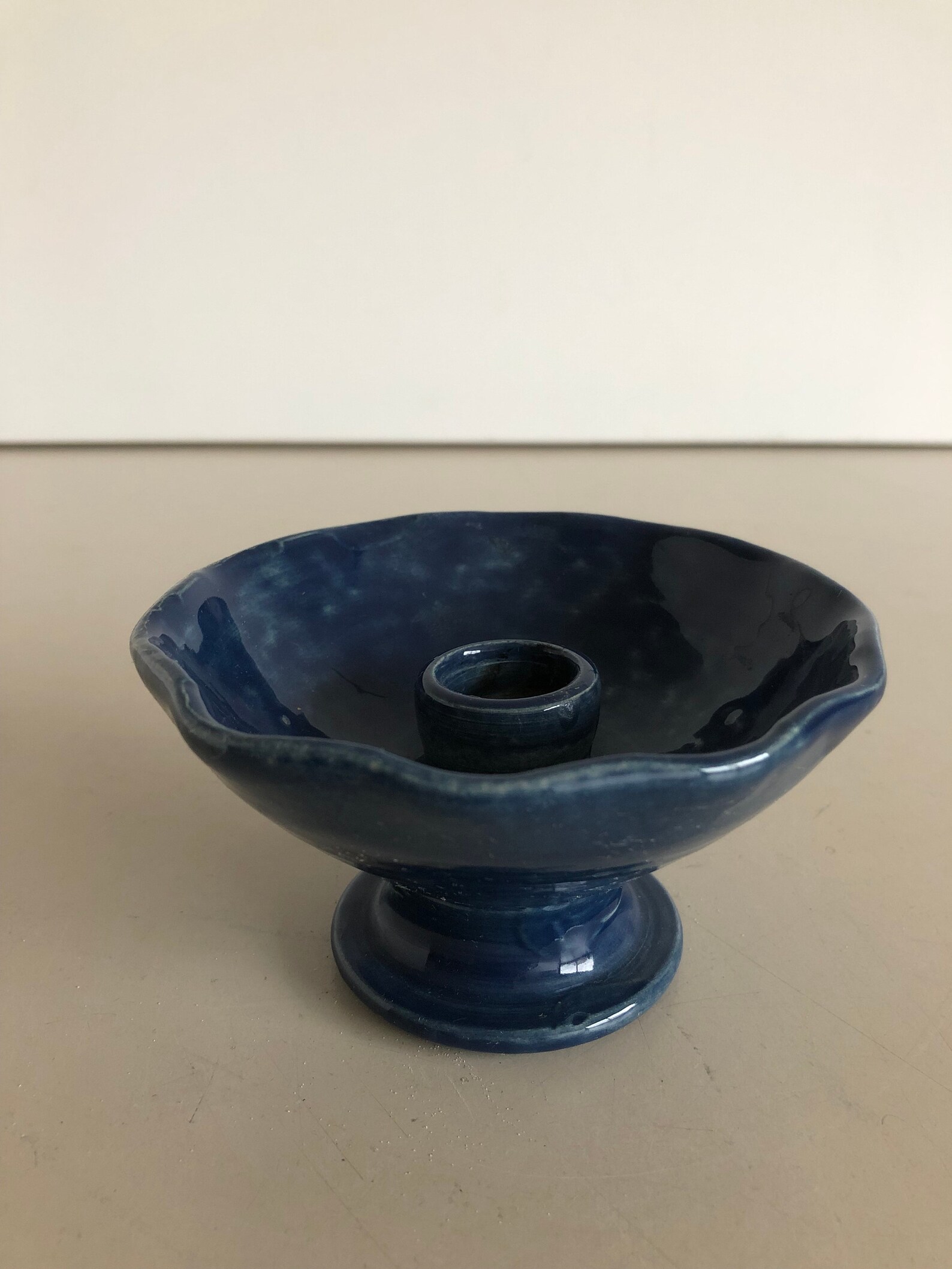 Candlestick - Ceramics - Gouda Holland - Handmade - Blue - Vintage - Etsy