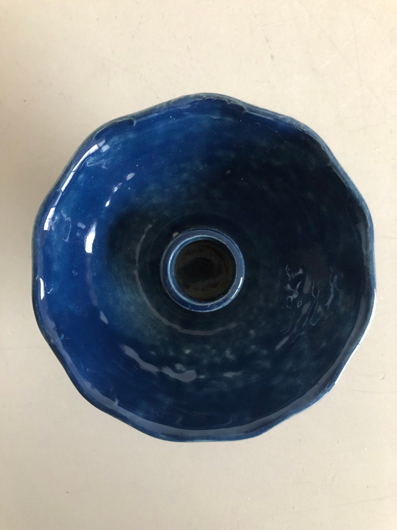 Candlestick - Ceramics - Gouda Holland - Handmade - Blue - Vintage - Etsy
