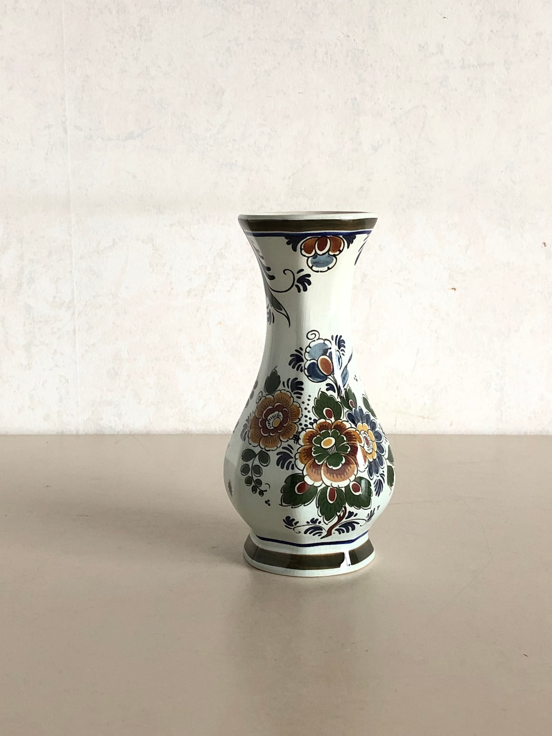 Delftware Polychrome Vase Handmade Flower Vase Holland Vintage - Etsy