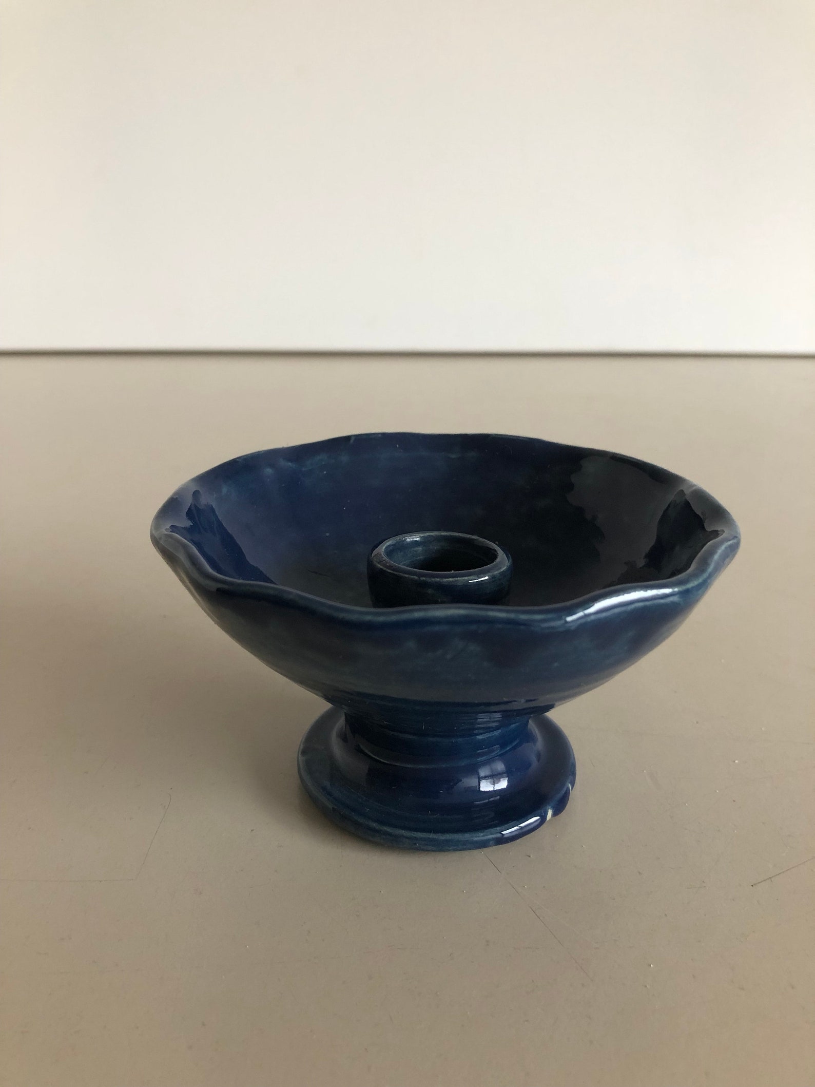 Candlestick - Ceramics - Gouda Holland - Handmade - Blue - Vintage - Etsy