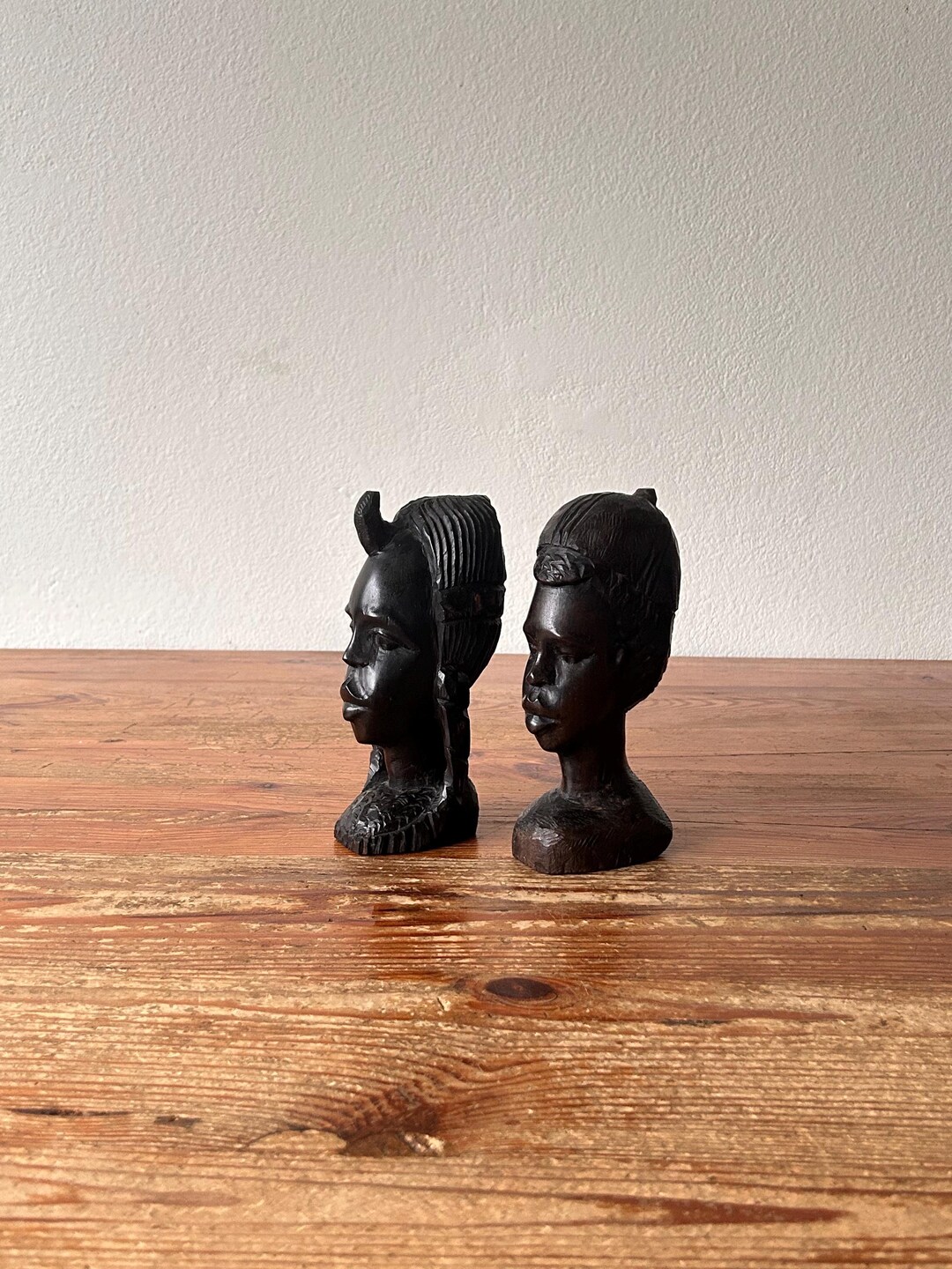 2 Statues / Bust Man and Woman - Hand Carved Ebony - Africa - Etsy