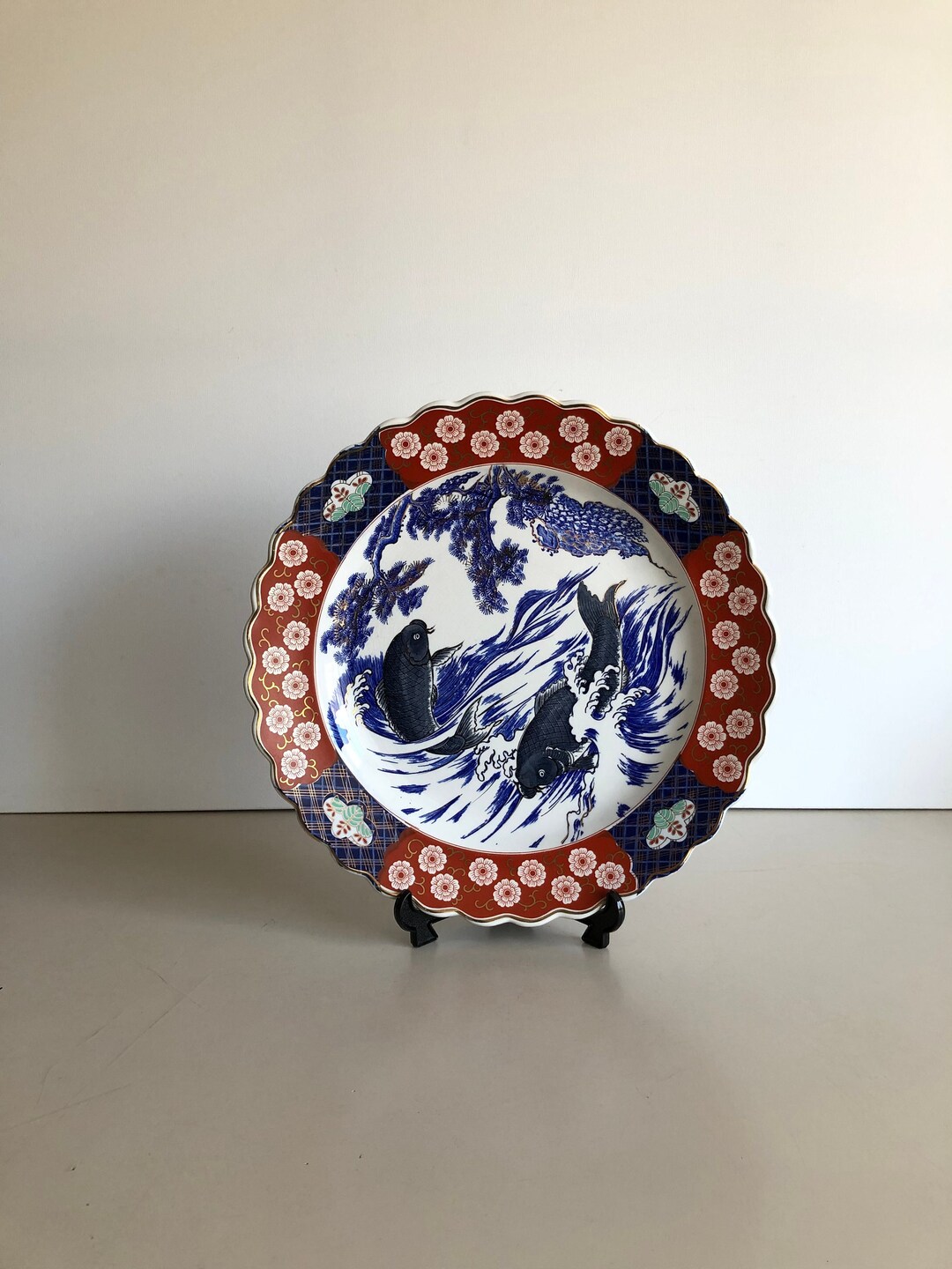 Large Wall Plate / Bowl Imari Porcelain Japan Decor of Fish / Carp - Etsy