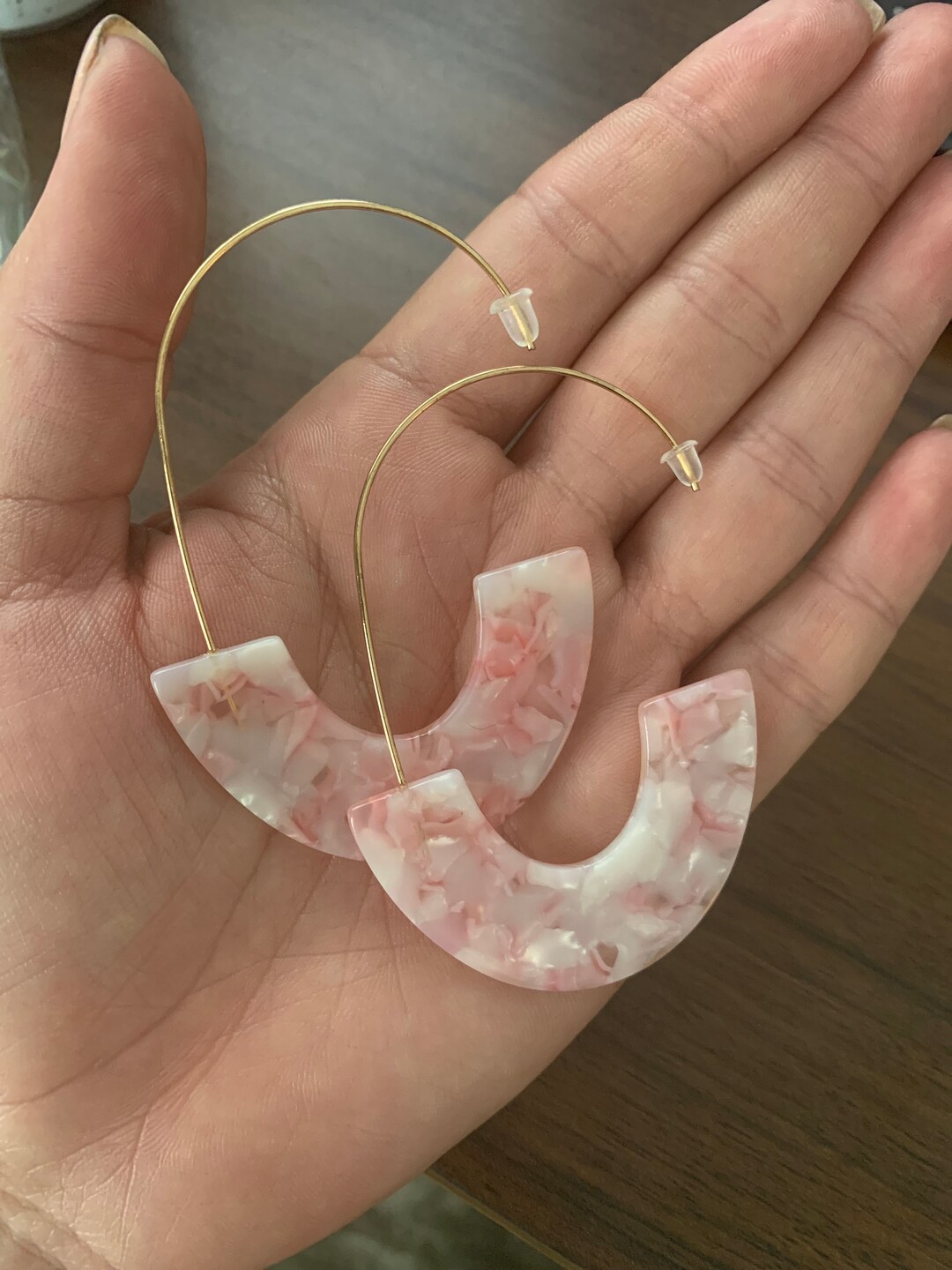 Cute Light Pink Resin Earrings - Etsy