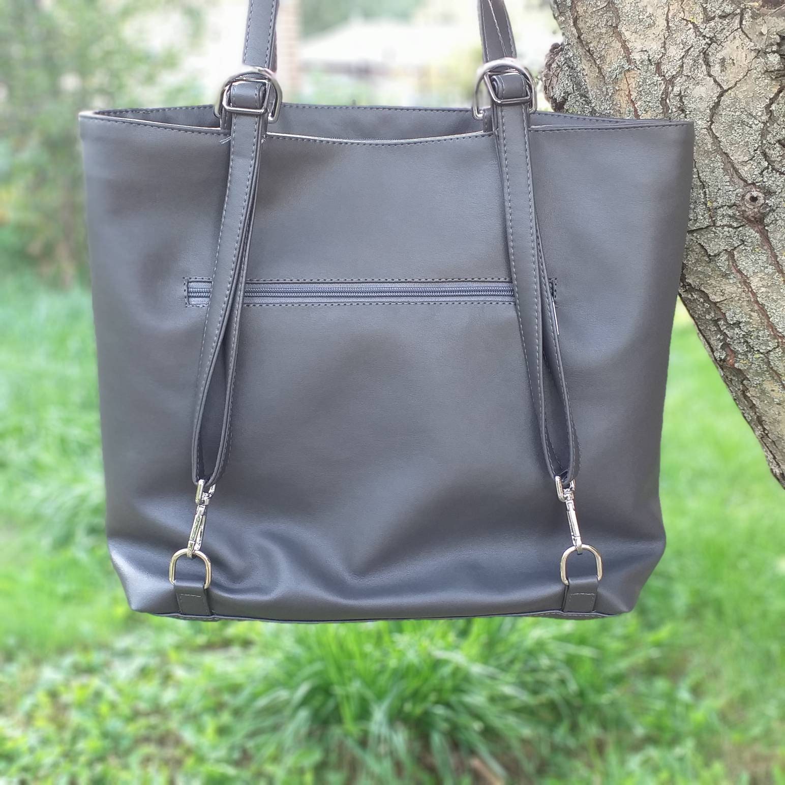 Black Convertible Crossbody Backpack With Chain Vegan Crossbody Bag for ...