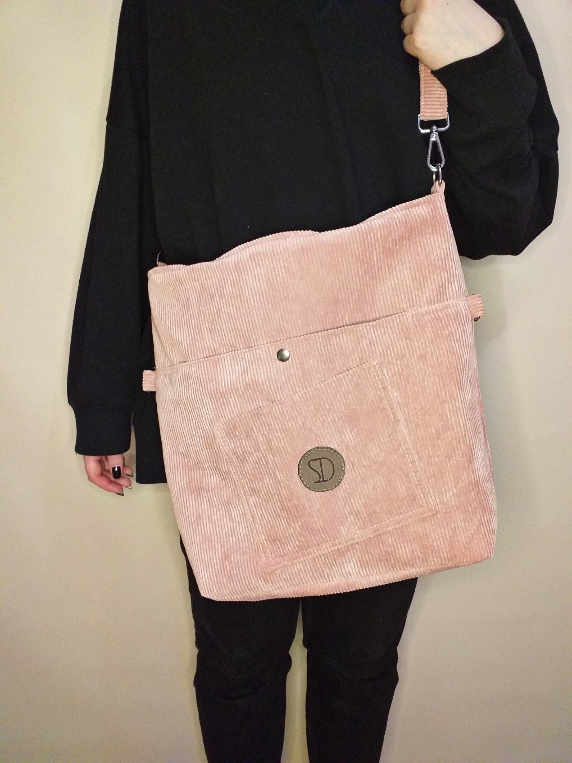 Corduroy Tote Bag Large Convertible Tote Bag Black Shoulder Etsy