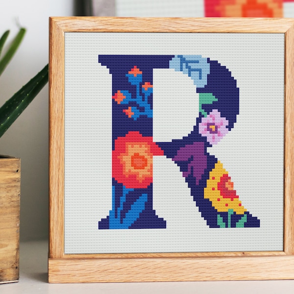 Cross Stitch Pattern Letter C Alphabet Pattern Floral Letter Monogram ...