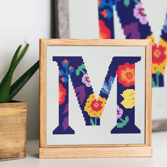 Cross Stitch Pattern Letter M Alphabet Pattern Floral | Etsy