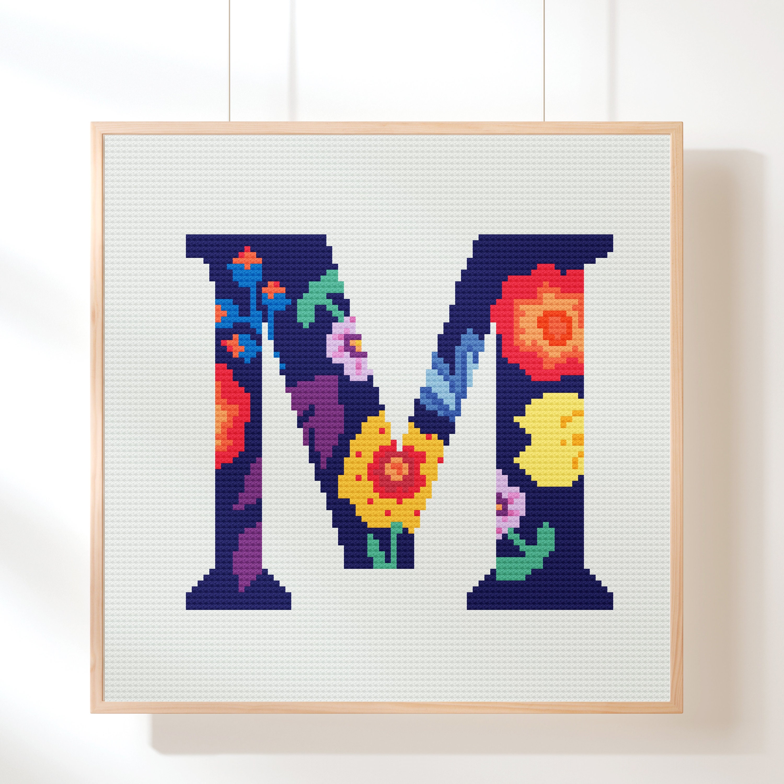 Cross Stitch Pattern Letter M Alphabet Pattern Floral - Etsy