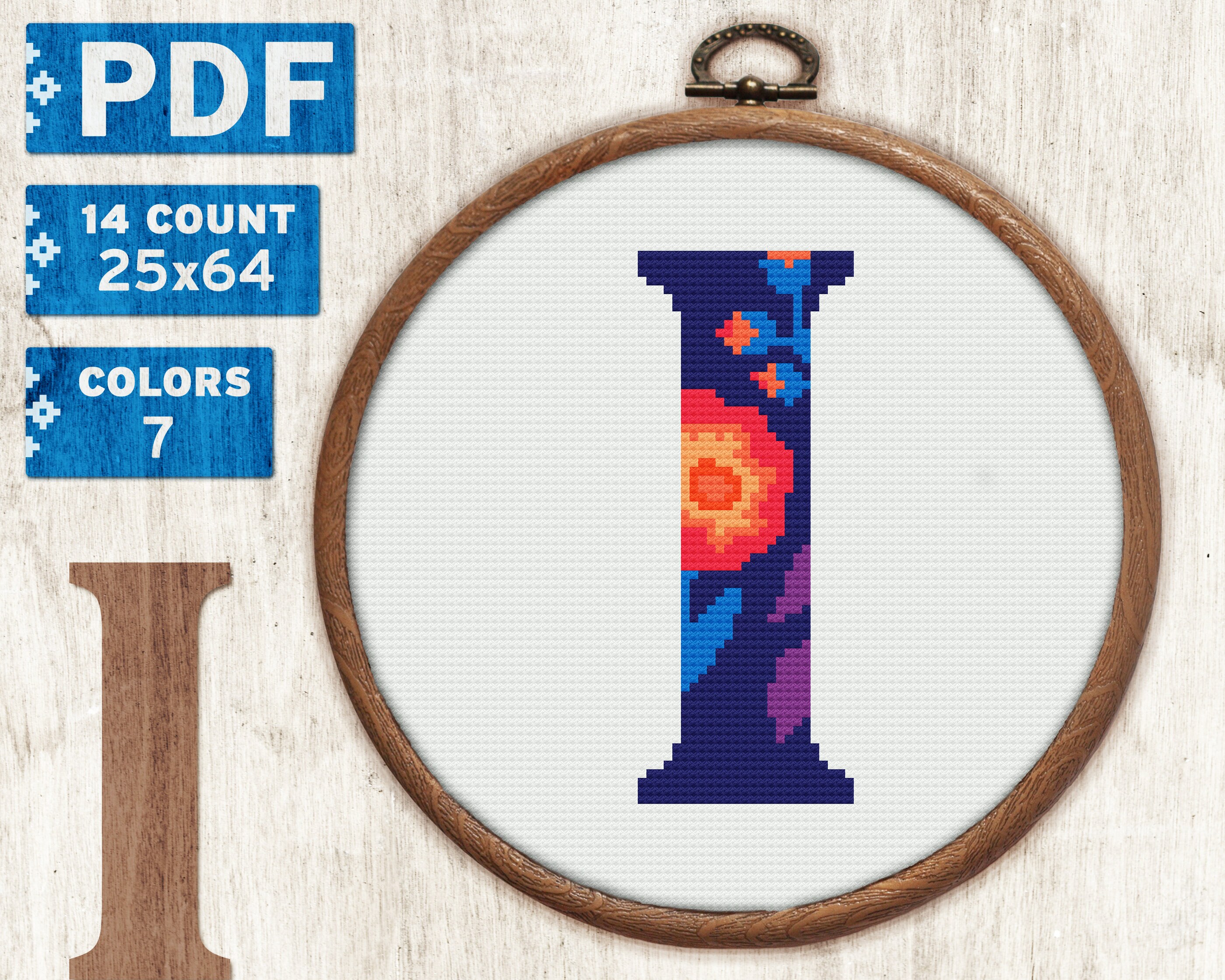 Cross Stitch Pattern Letter I Alphabet Pattern Floral - Etsy