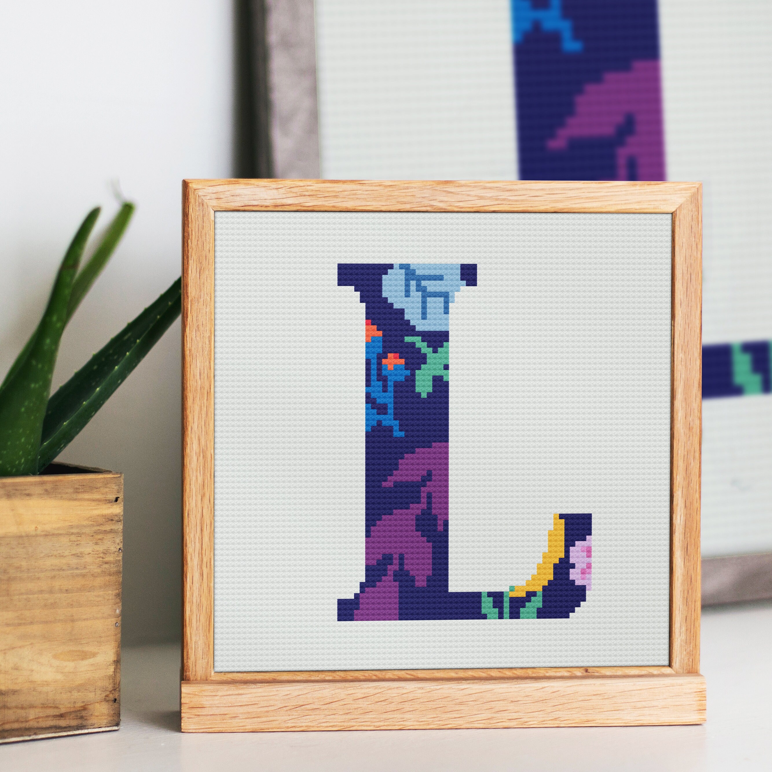 Cross Stitch Pattern Letter L Alphabet Pattern Floral Letter Monogram ...