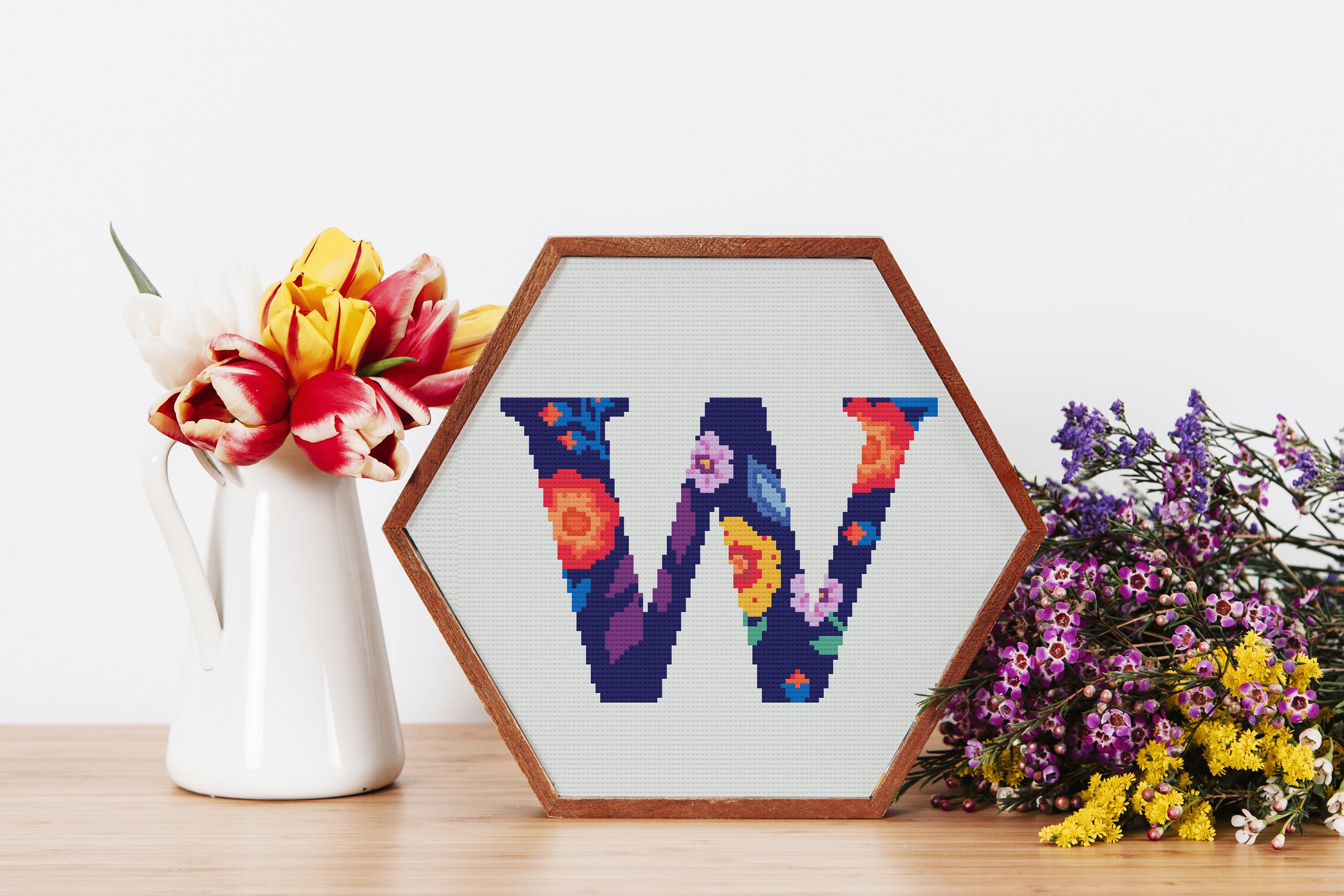 Cross Stitch Pattern Letter W Alphabet Pattern Monogram Letter W PDF ...