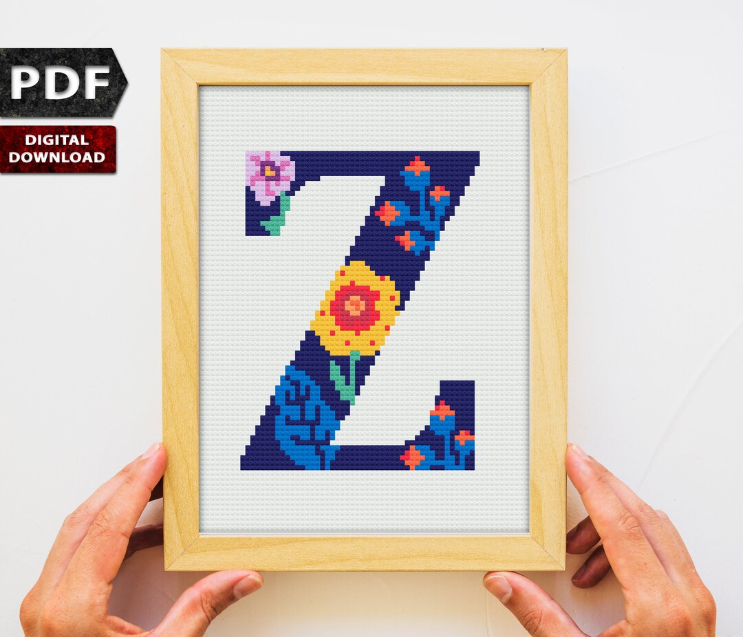 Cross Stitch Pattern Letter Z Alphabet Pattern Floral Letter PDF ...