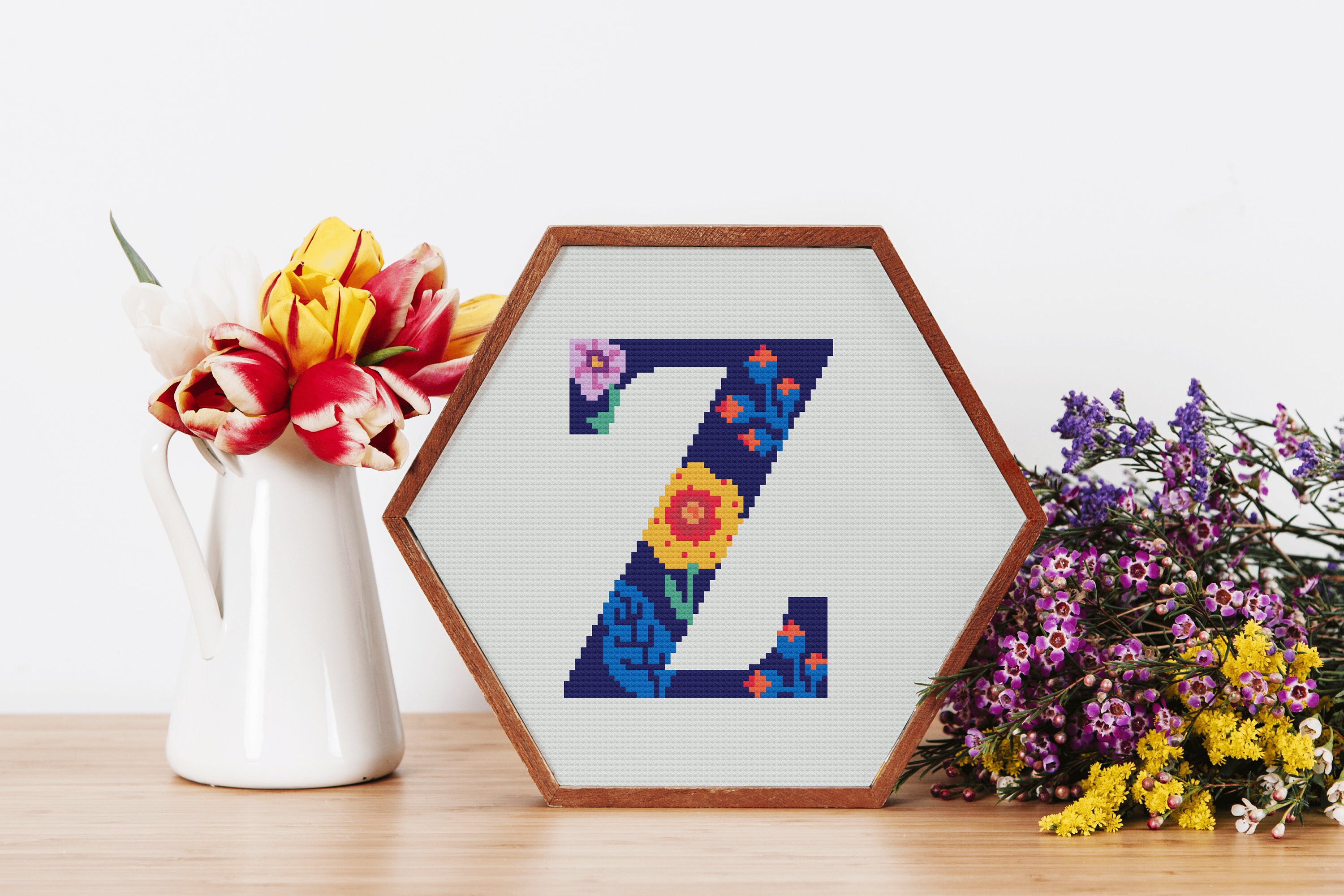 Cross Stitch Pattern Letter Z Alphabet Pattern Floral Letter PDF ...